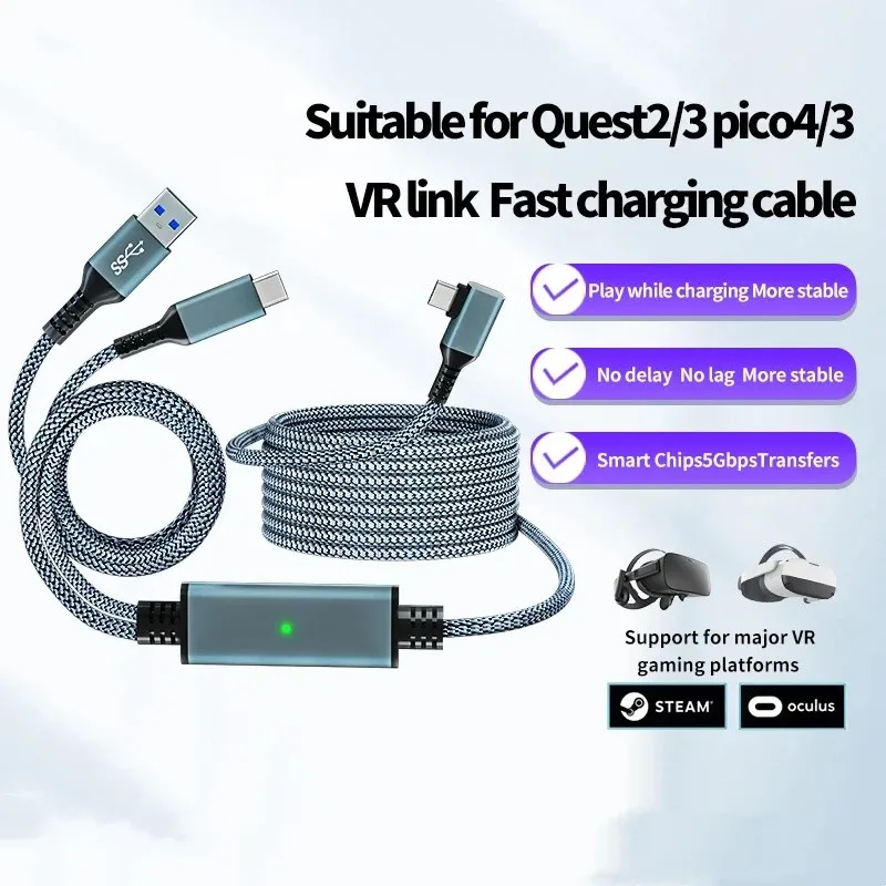 VR-link-serial-data-cable-USB-3-2-5Gbps-fast-charging-without-power ...