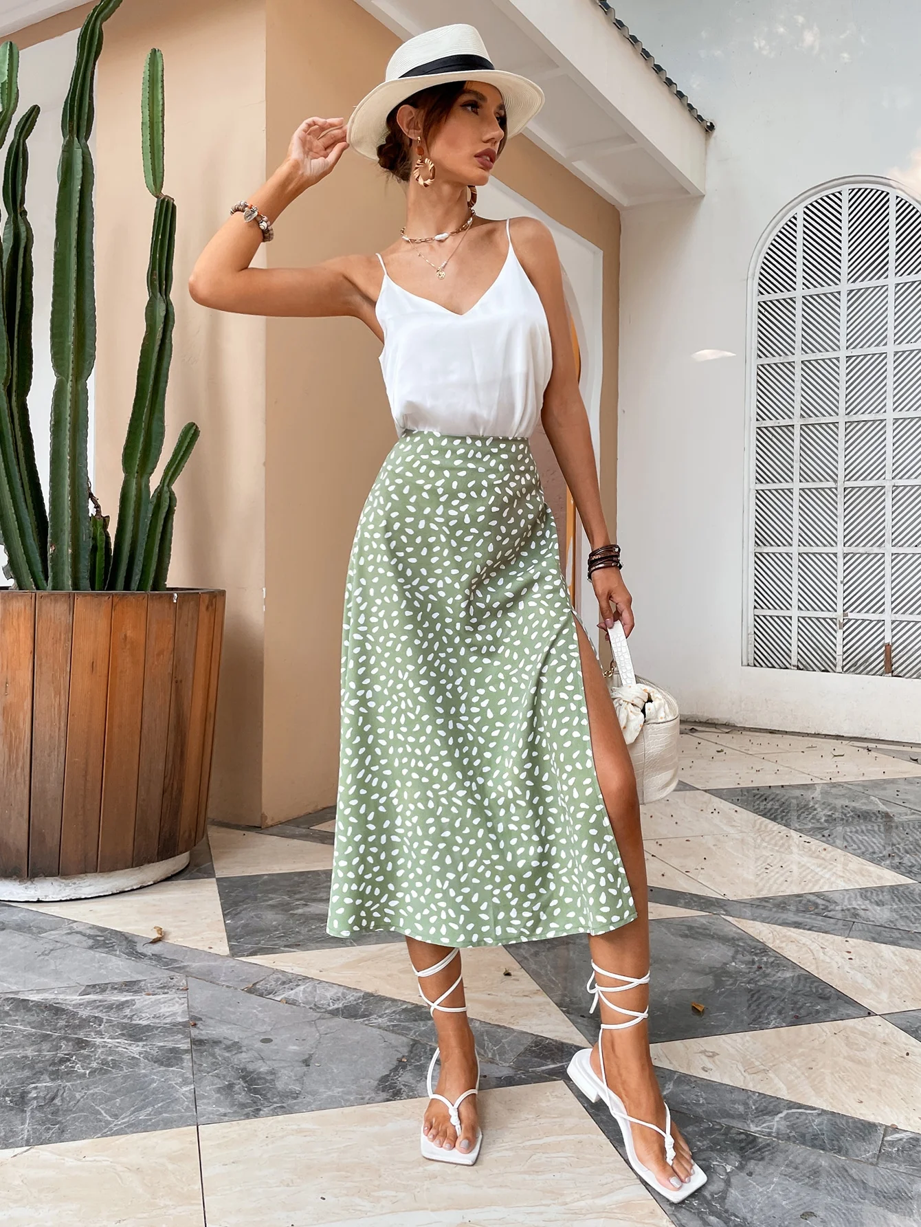 Green-Boho-Split-Thigh-Allover-Print-Women-Skirts-2022-Elegant-Dresses ...