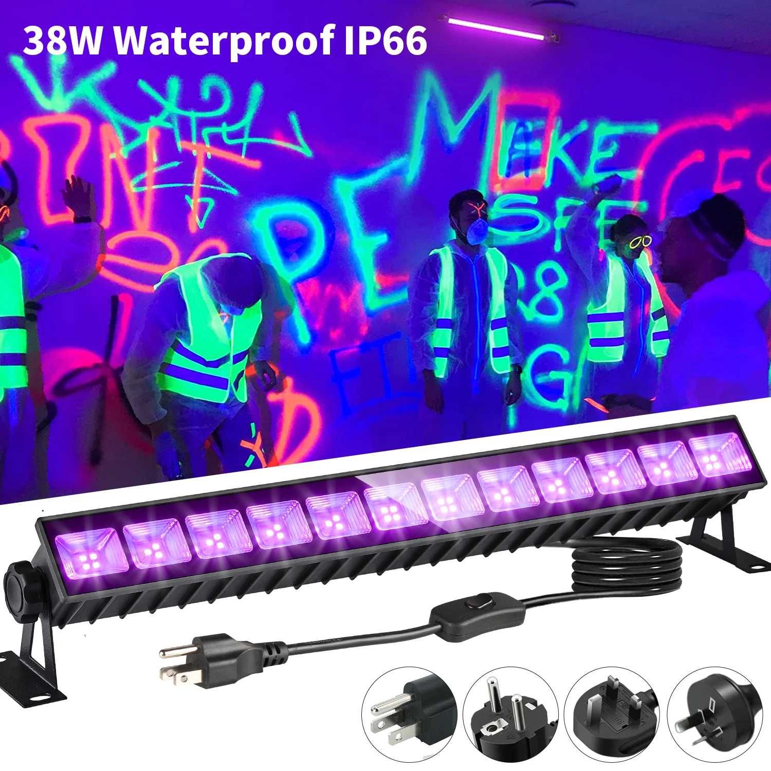 38W-waterproof-IP66-UV-Black-Light-Bar-40-LEDs-Blacklight-Flood-Light ...