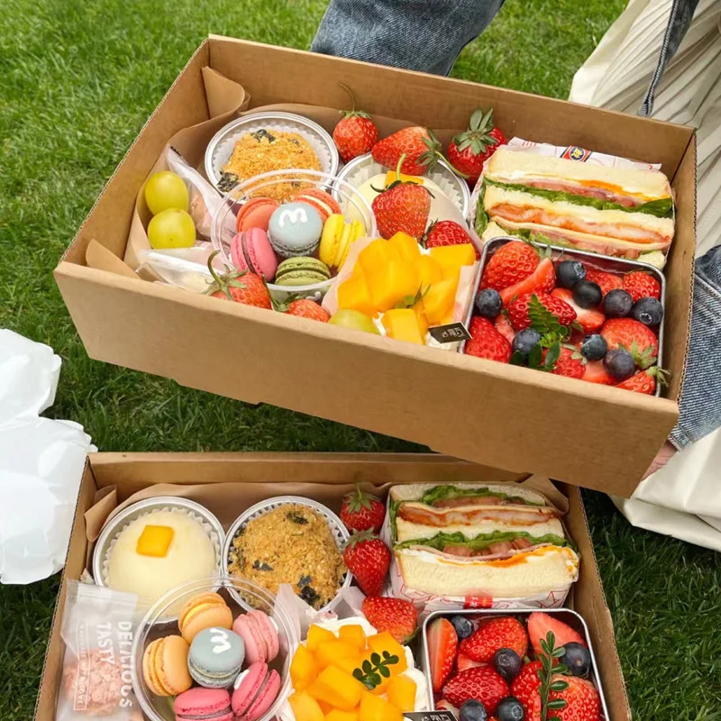 Disposable-Kraft-Paper-Picnic-Box-Outdoor-Picnic-Camping-Dessert-Food ...