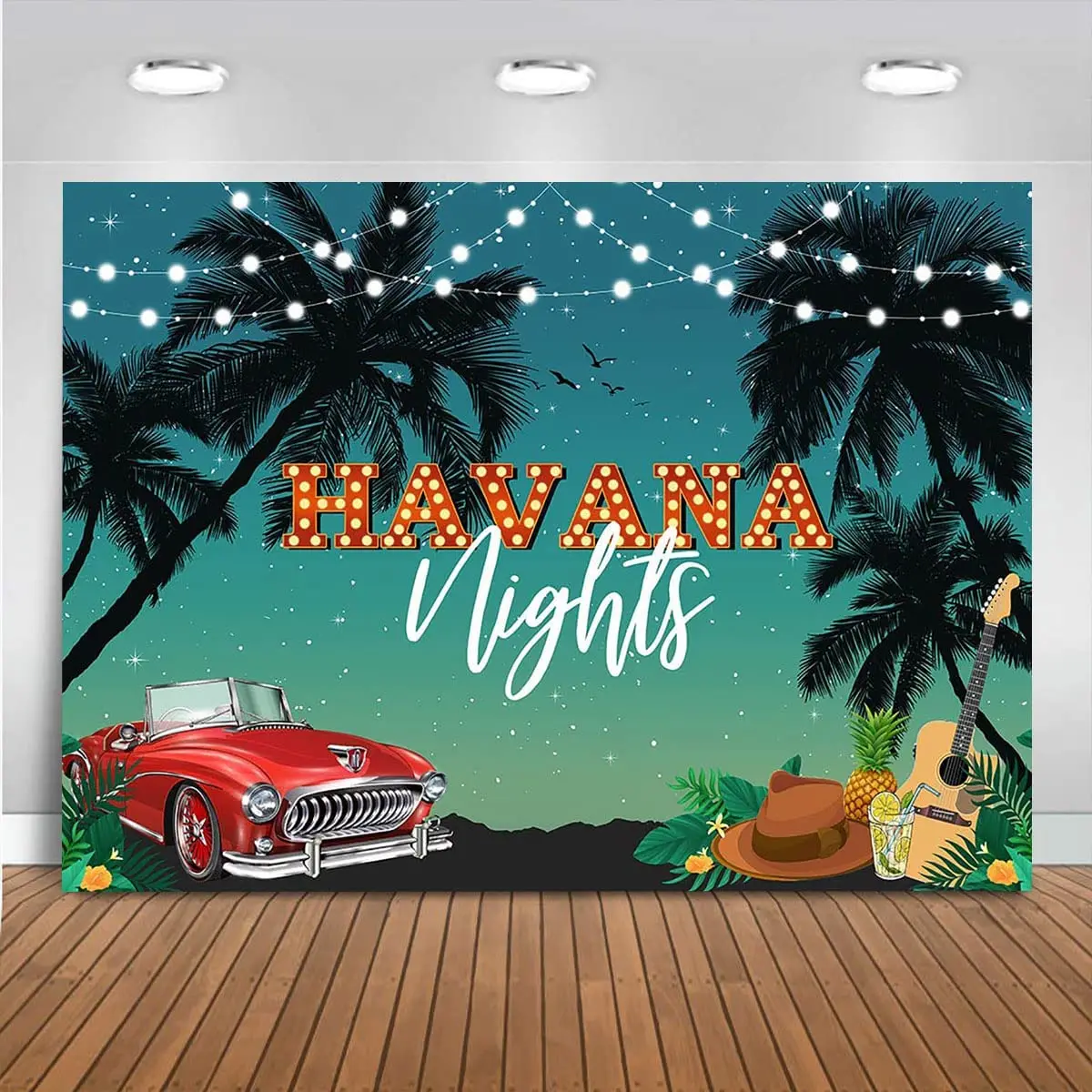Havana Nights Backdrop Palm Summer Sunset Hawaiian Seaside Palm Trees ...