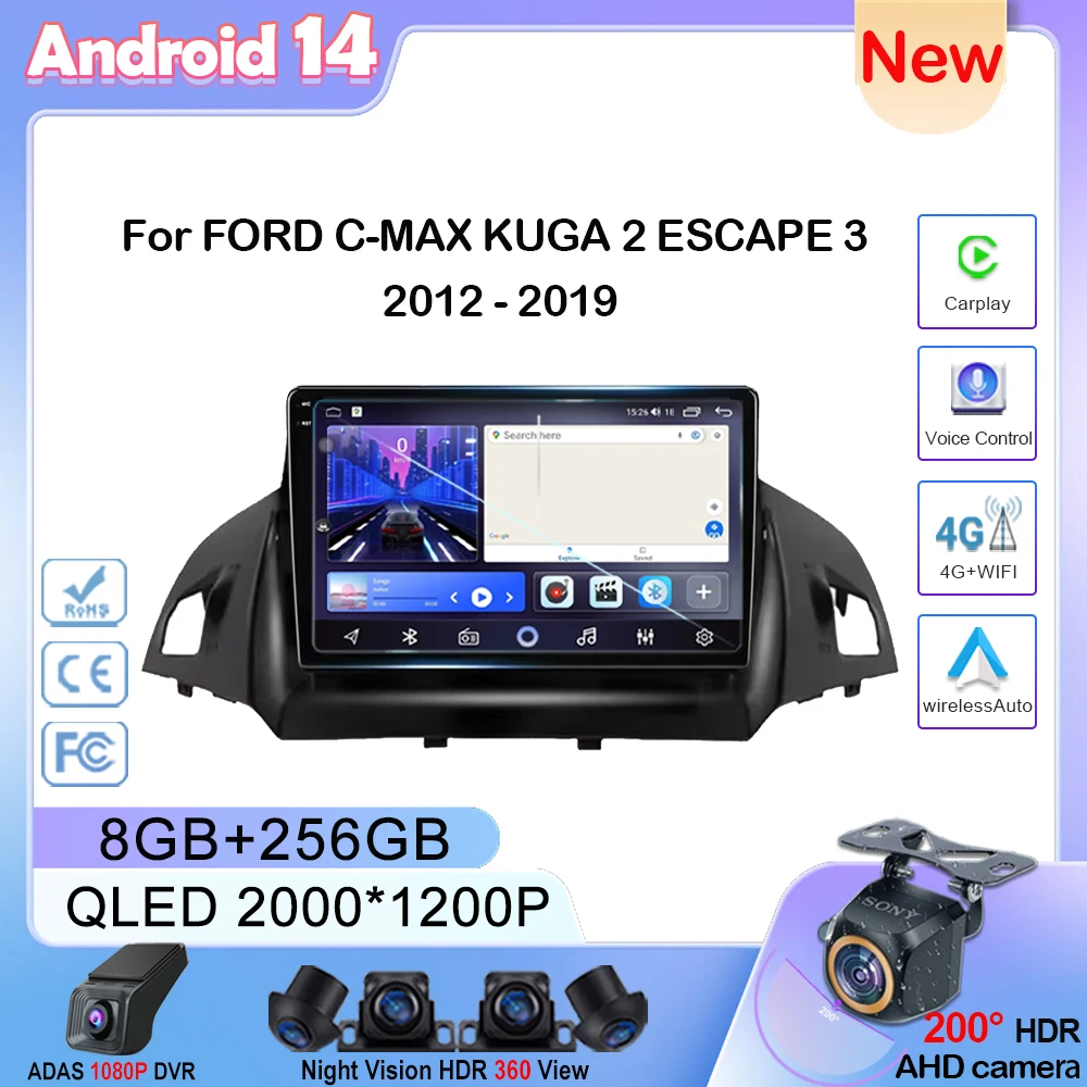 Android-13-For-FORD-C-MAX-KUGA-2-ESCAPE-3-2012-2019-Car-Stereo-Unit ...