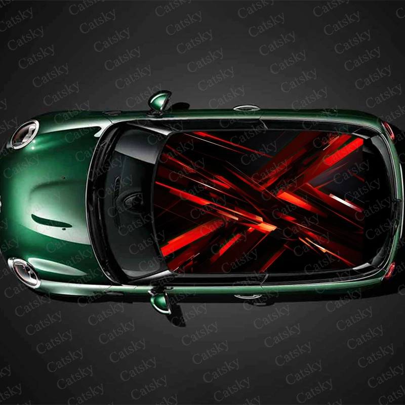 Abstract-Black-Red-Car-Roof-Sticker-Wrap-Racing-SUV-Accessories ...