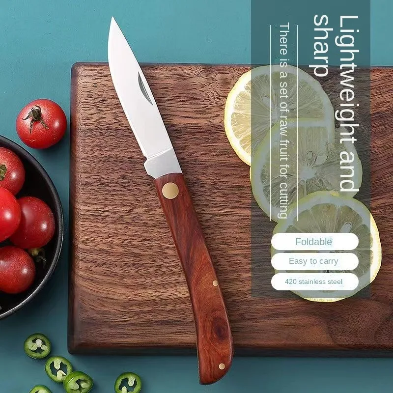 Stainless Steel Pocket Knife Fruit Peeling Knife Wooden Handle ...