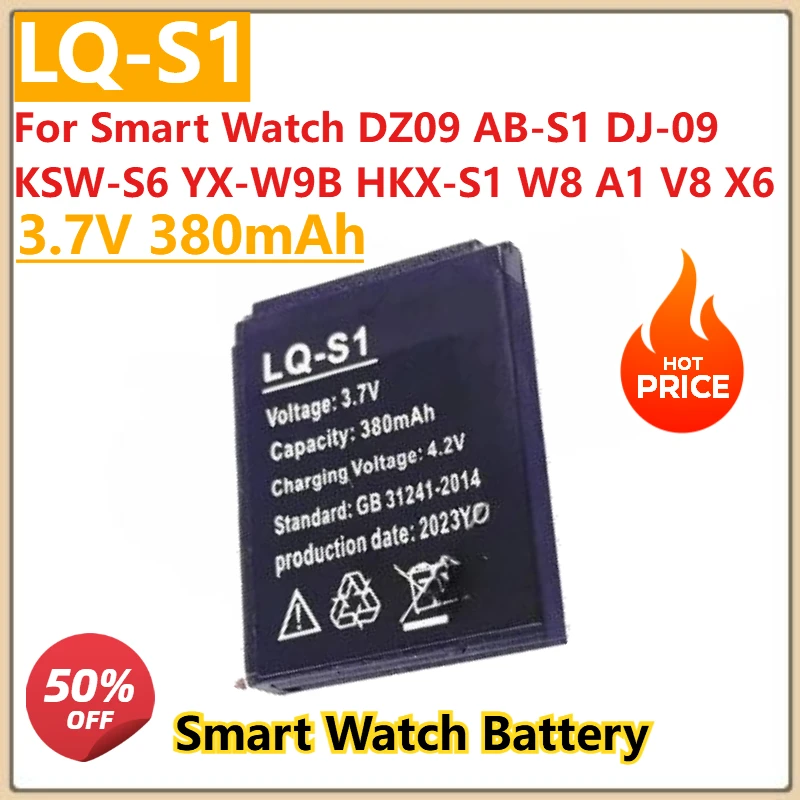 3.7V 380mAh LQ S1 LQS1 Battery for Smart Watch DZ09 AB-S1 DJ-09 KSW-S6 ...