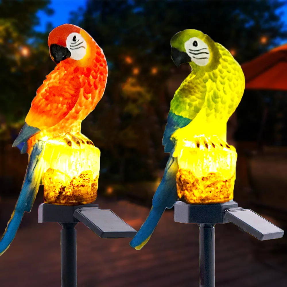 Solar-Garden-Stake-Lights-Resin-Parrot-Solar-Lights-Outdoor-Statues ...