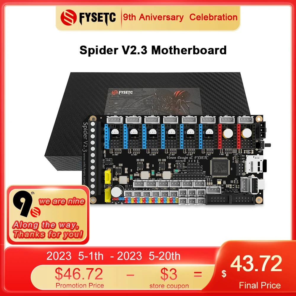 FYSETC Spider V2.3 Motherboard 32Bit Controller Board TMC2209 3D ...
