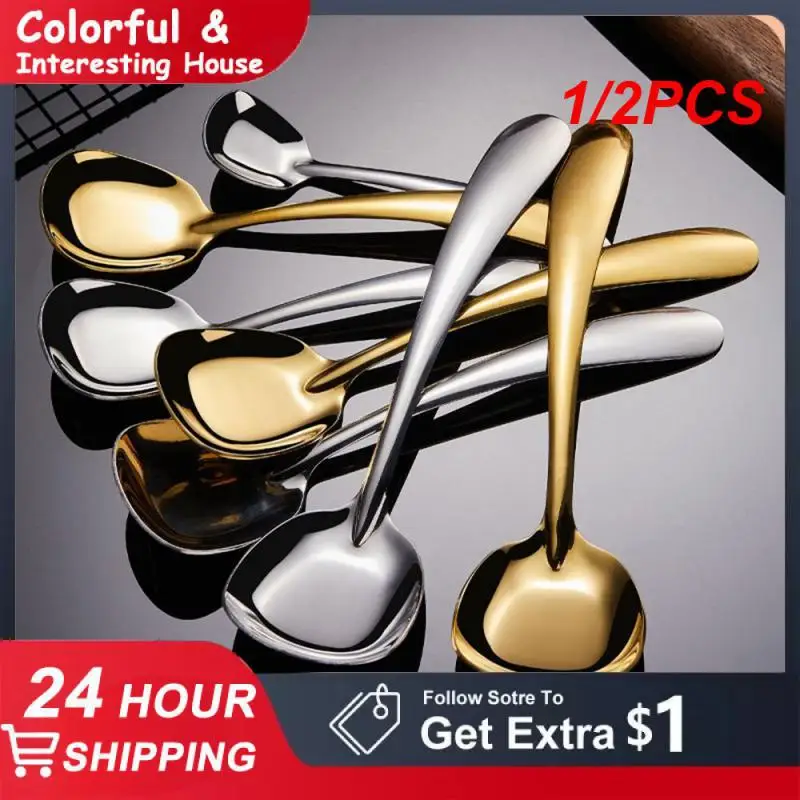 1-2PCS-Flat-Bottom-Spoon-Rust-Prevention-Smooth-Edges-Ergonomic-Design ...