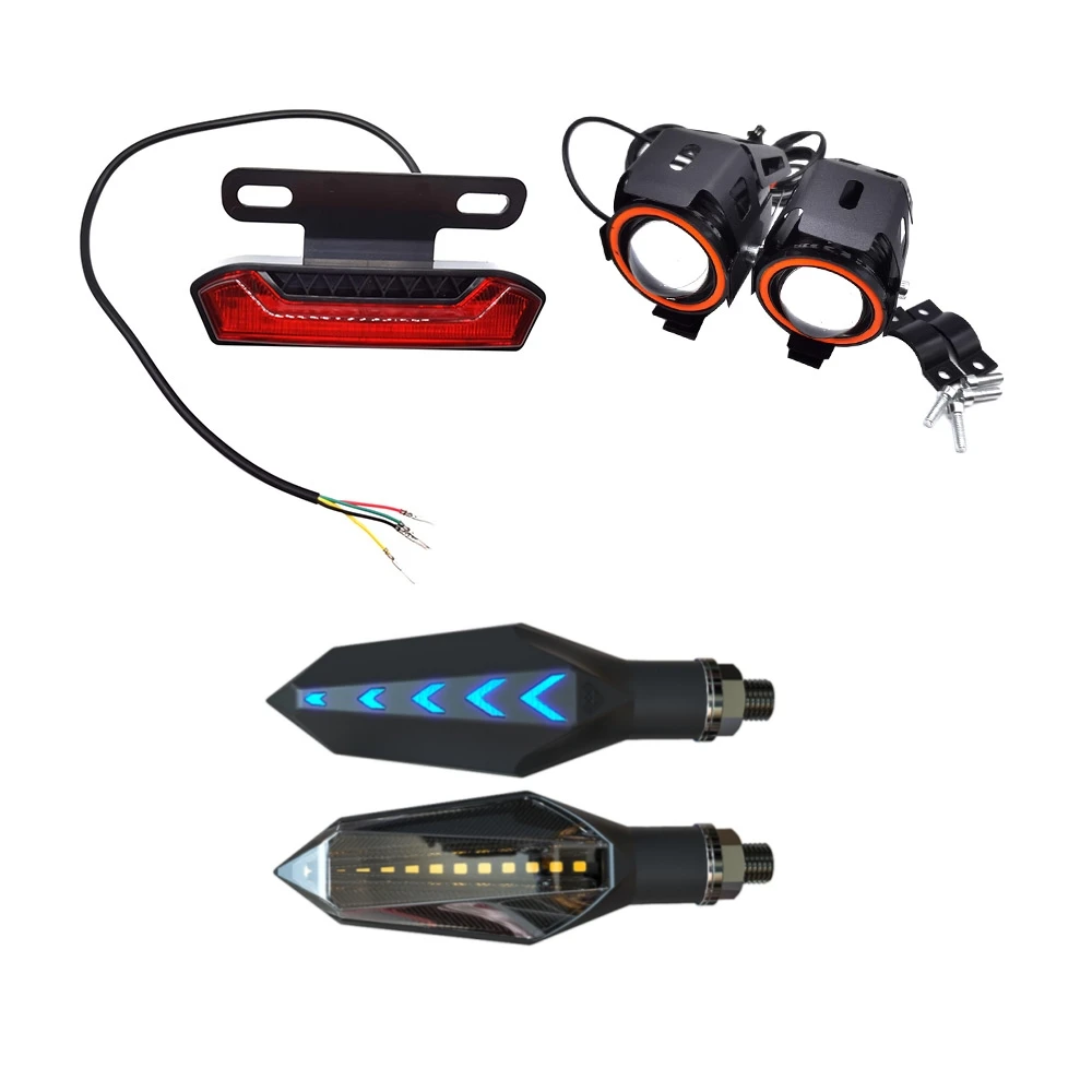 Electric-Scooter-Light-Kit-Headlights-Left-And-Right-Turn-Signals-Tail ...