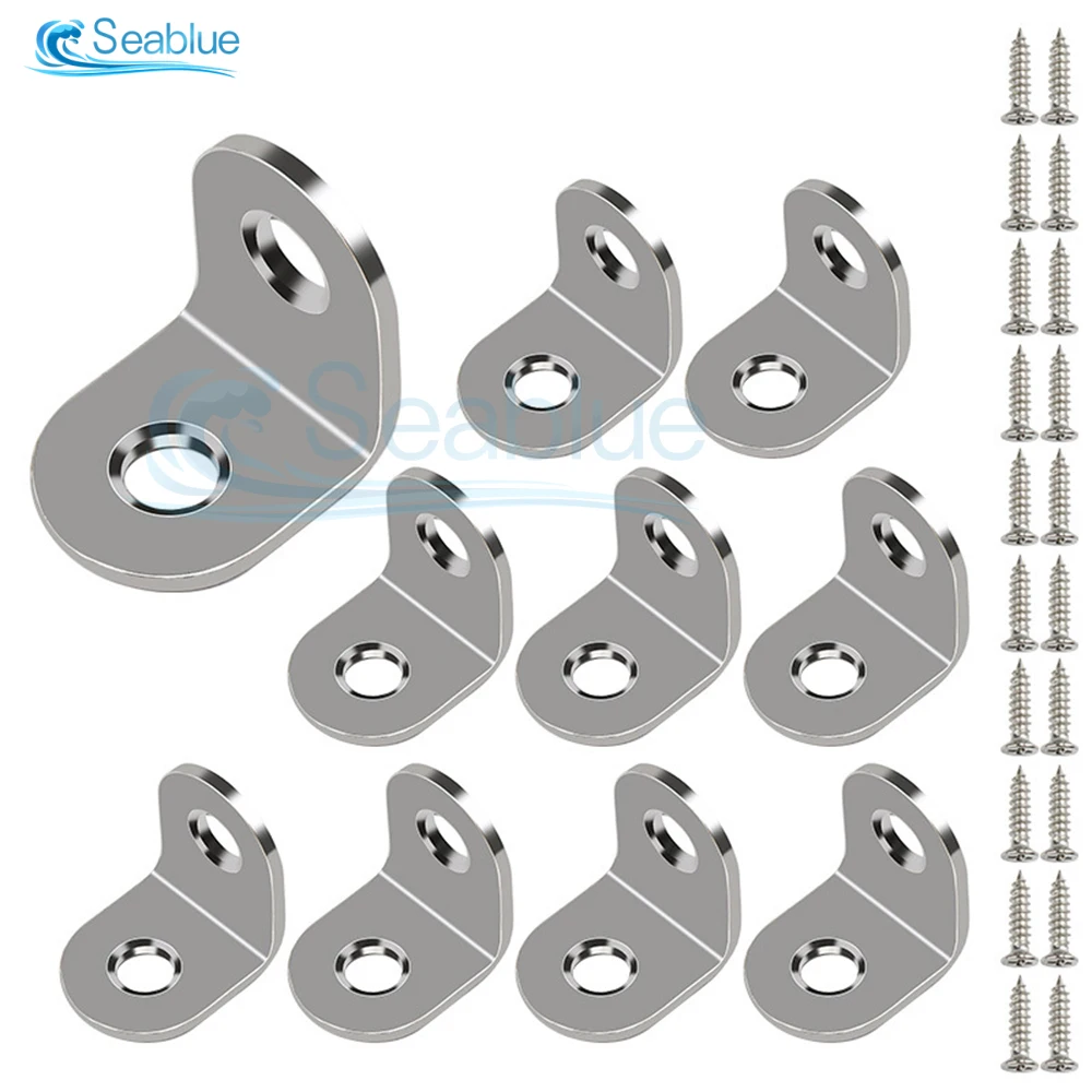 10Pcs 90° Right Angle Bracket Corner Brace Stainless Steel Supporting L ...