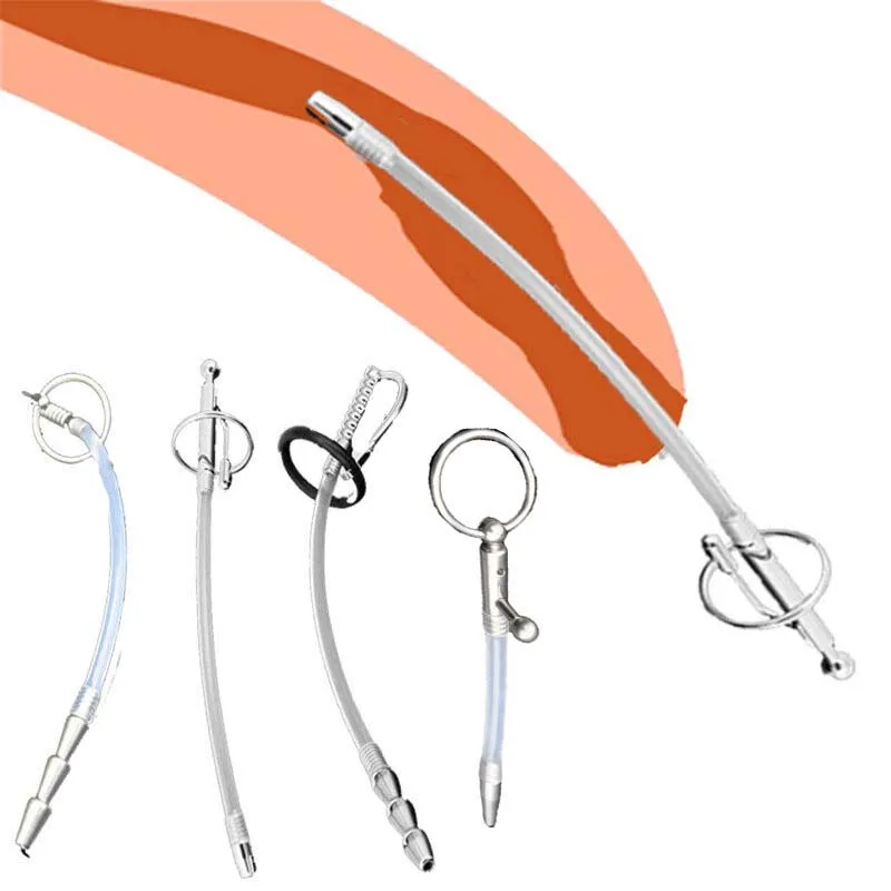 Male-Urethral-Penis-Plug-Stainless-Steel-Silicone-Dilator-Urethra ...