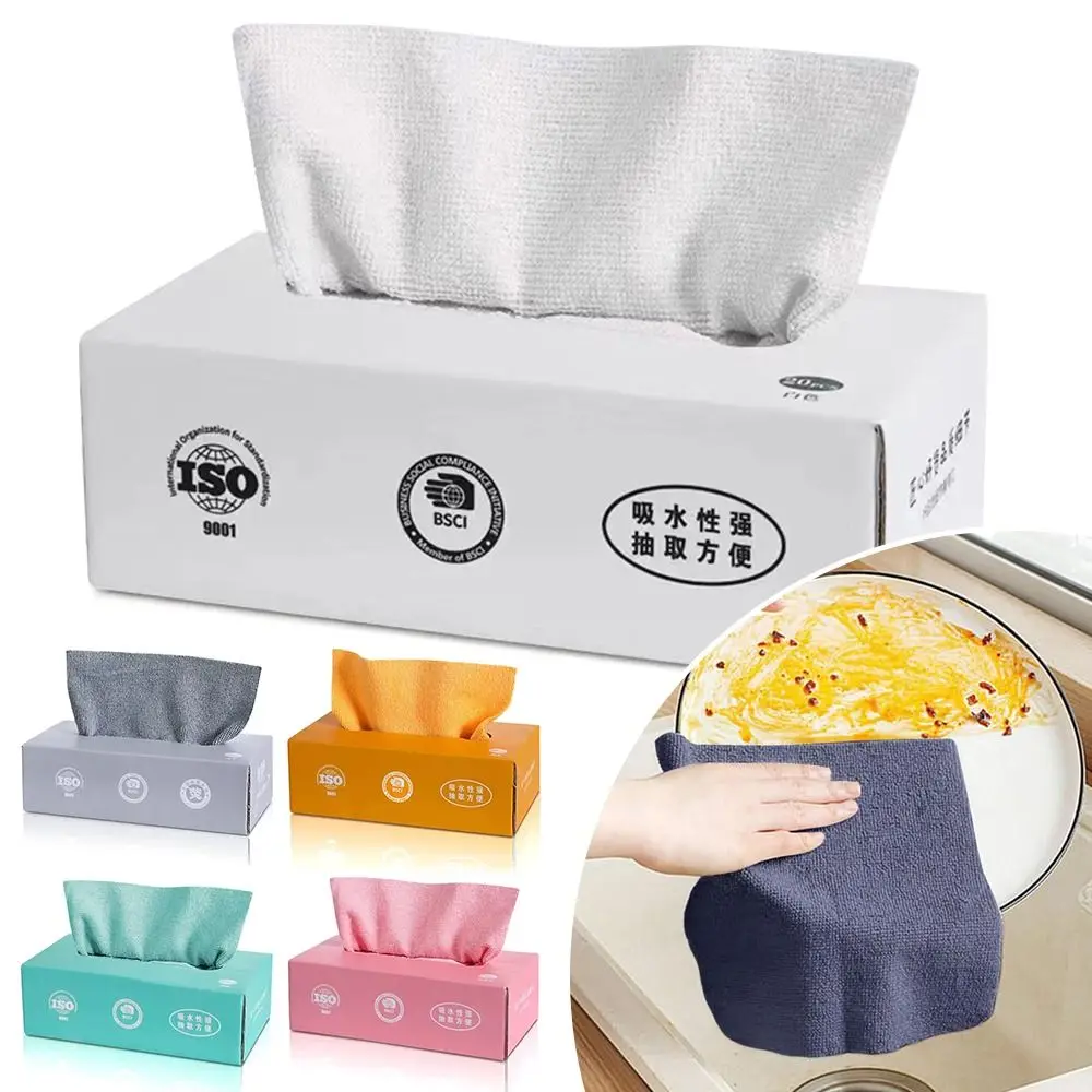 20PCS-Box-Microfiber-Towel-Absorbent-Kitchen-Cleaning-Dishcloth-Non ...