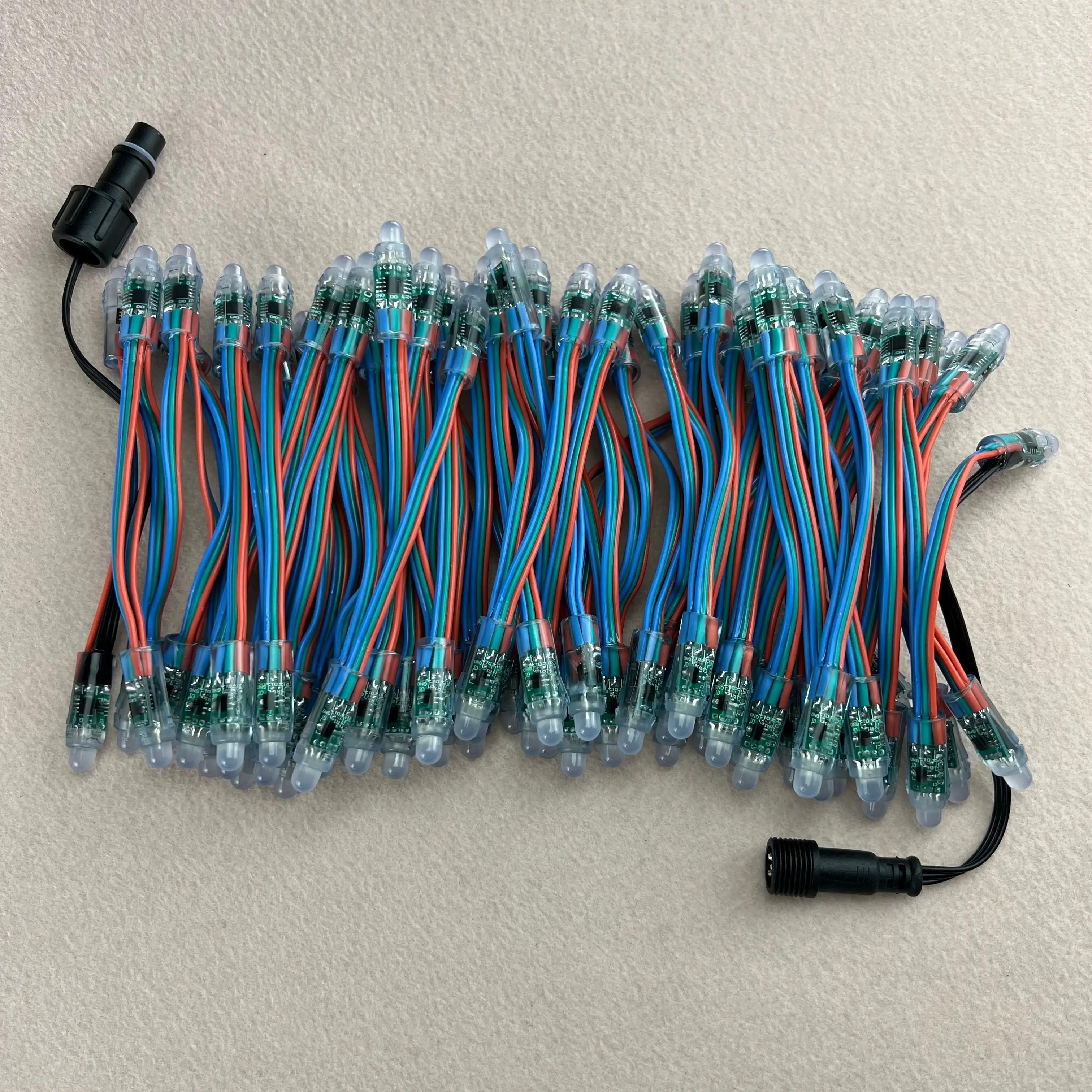 100pcs Regulated Bullet Dc12v 12mm Ws2811 Led Smart Pixel Node,with Rgb Wire(18awg),ip68 Rated ...