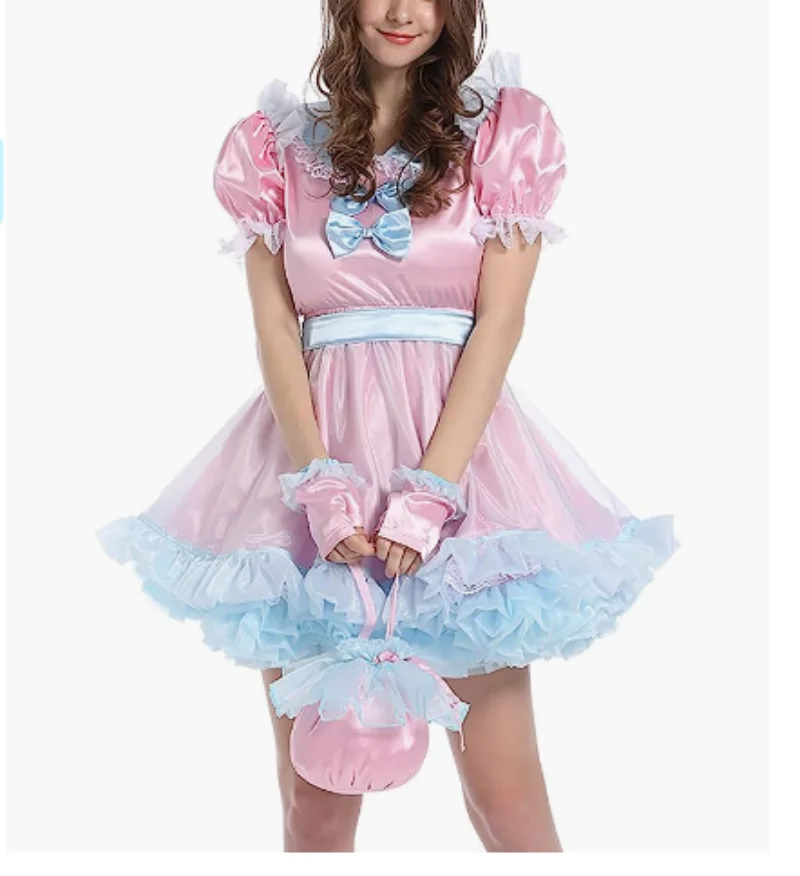The-Best-selling-Sissy-Adult-Satin-Shoulder-Fluffy-Pink-Blue-Patchwork ...