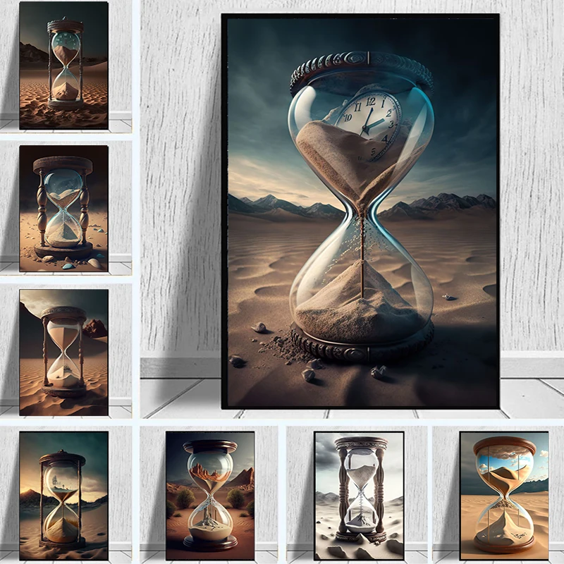Hourglass-Sunset-poster-Abstract-art-desert-hourglass-picture-canvas ...