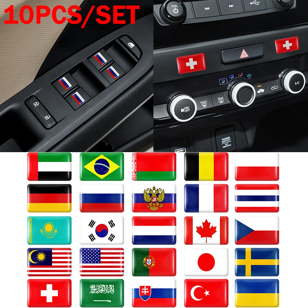10PCS-3D-Epoxy-Steering-Wheel-Decor-Sticker-Car-Styling-Interior-Decals ...