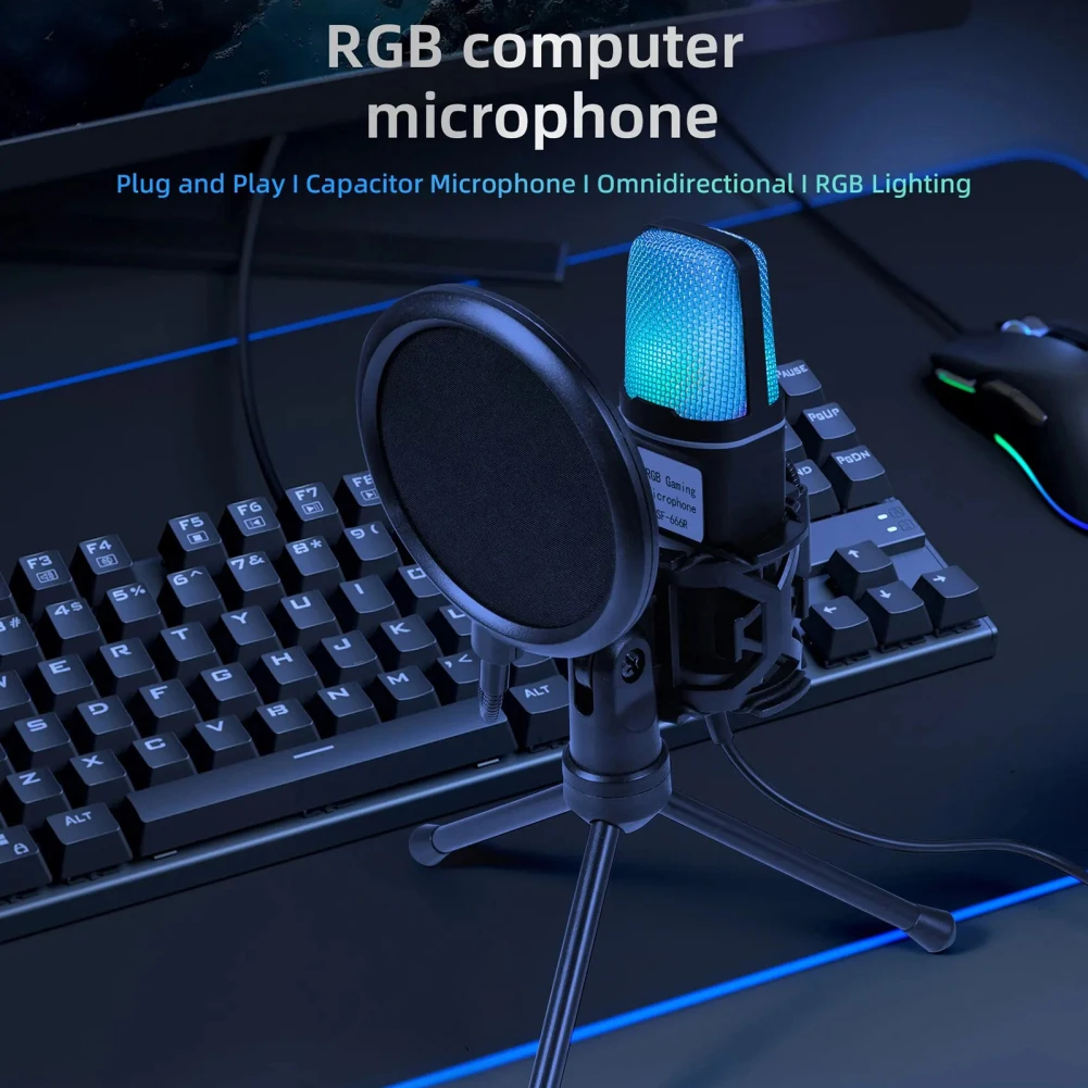USB-Wire-Microphone-Noise-Reduction-RGB-Condensador-Mic-For-Gaming ...