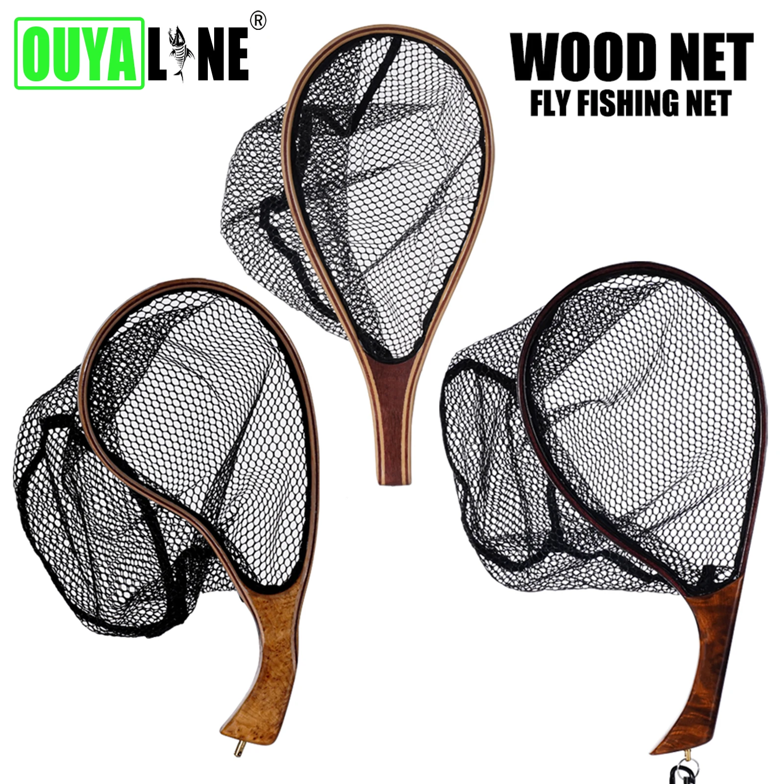 High-Grade-Fishing-Net-Wooden-Handle-Wood-Mini-Fly-Fishing-Tackle-for ...