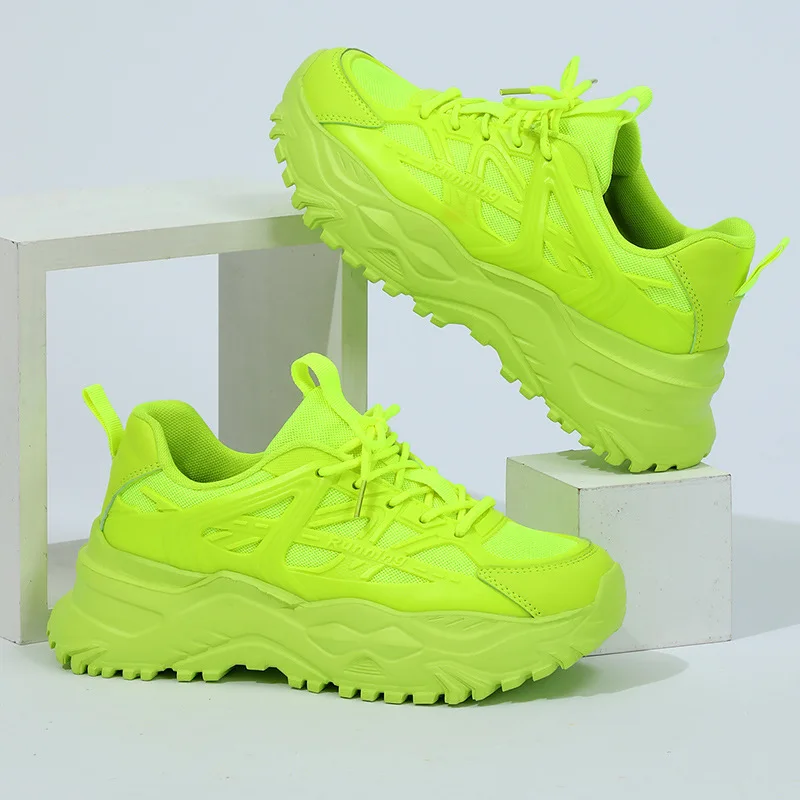 Fluorescent-Green-Sports-Sneakers-Breathable-Slip-On-Casual-Sneakers ...