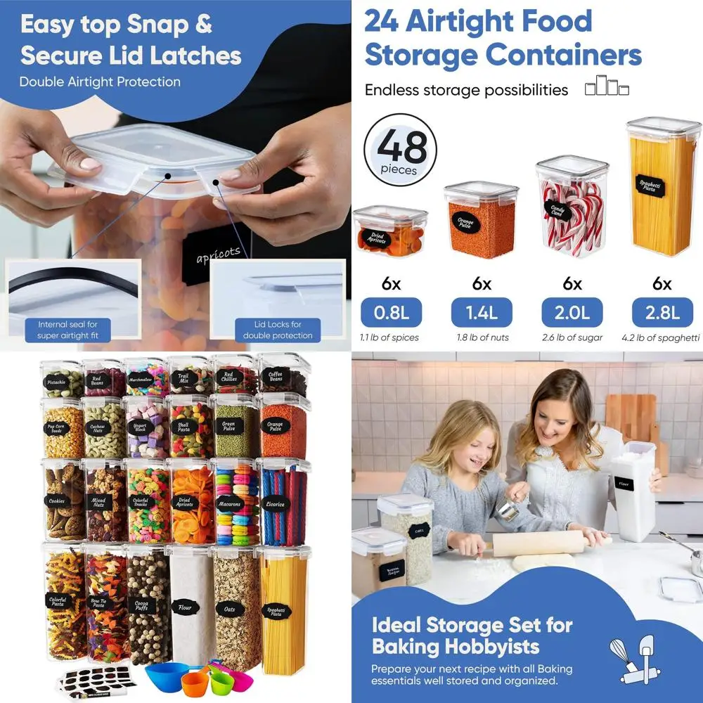 24-Piece Airtight Storage Container Set for Kitchen and Pantry, BPA ...
