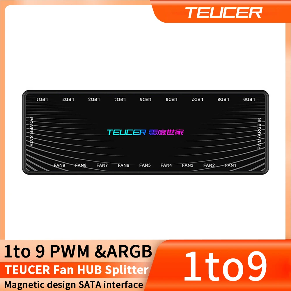 TEUCER ARGB Controller 4Pin PWM 5V 3Pin ARGB Cooling Fan Hub Remote ...