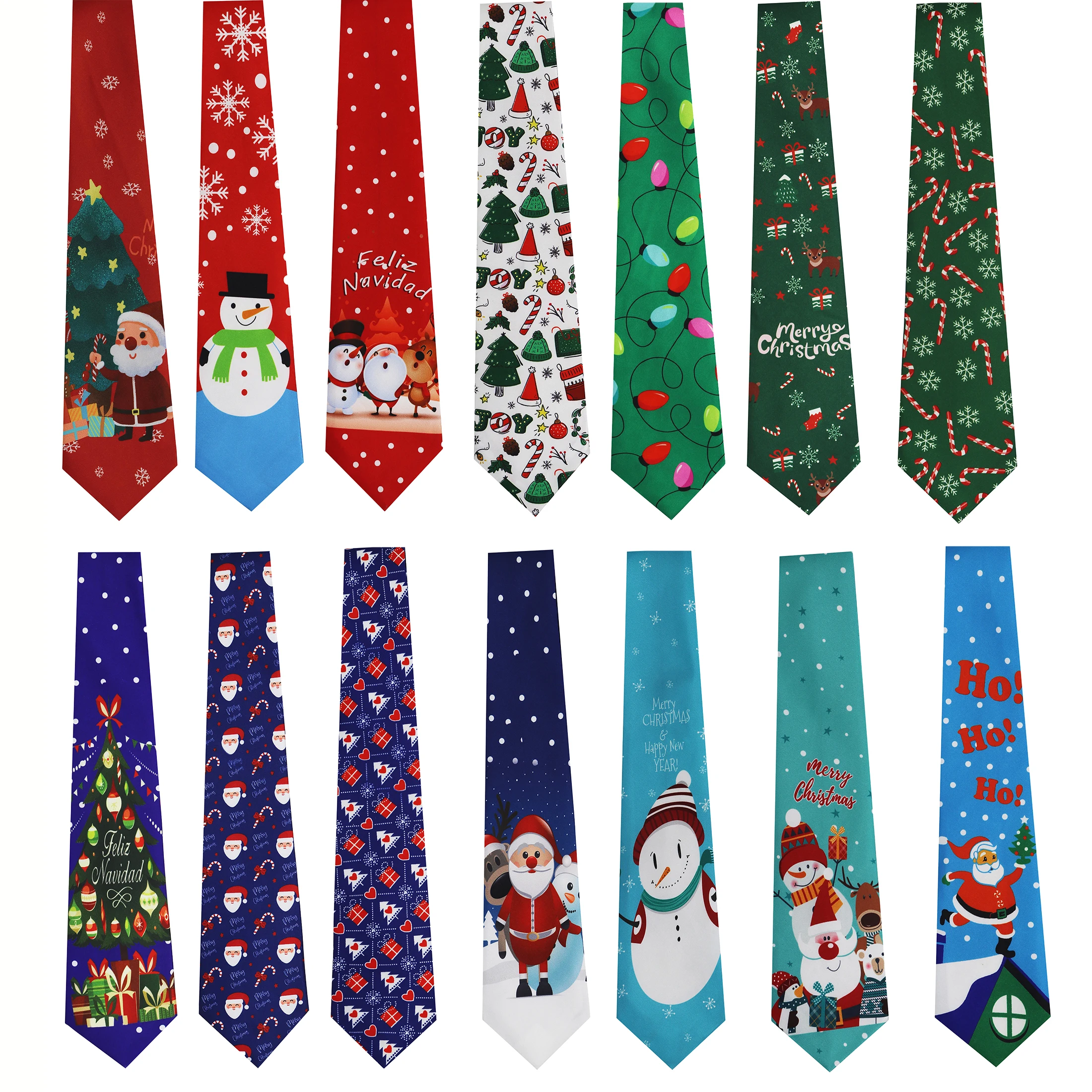 Christmas Neck Ties for Men Funny Novelty Holiday Santa Snowman Printed ...