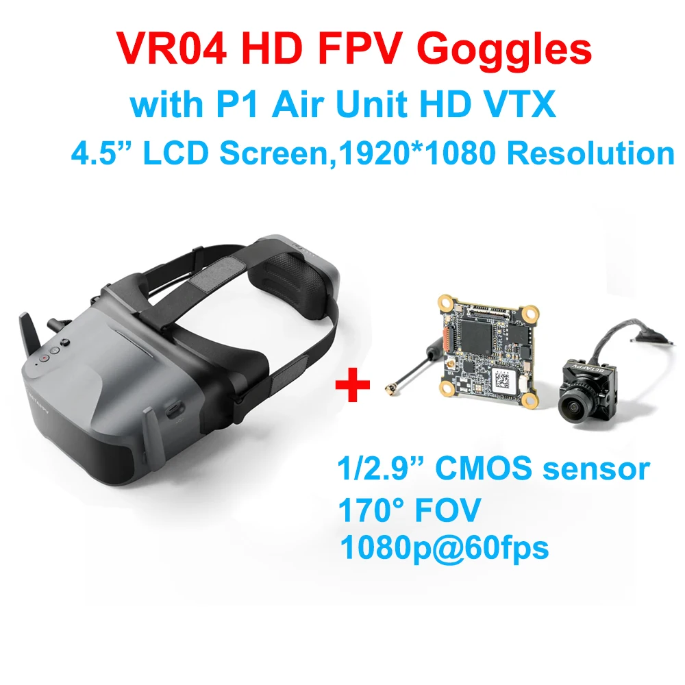 BETAFPV VR04 HD FPV Goggles 1920*1080 1080P@60fps Resolution 4.5 inch ...