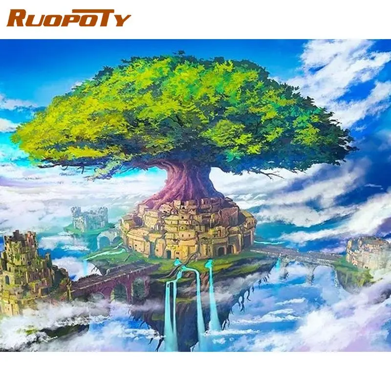 Of Sky Tree Behind A Painting In Acrylics