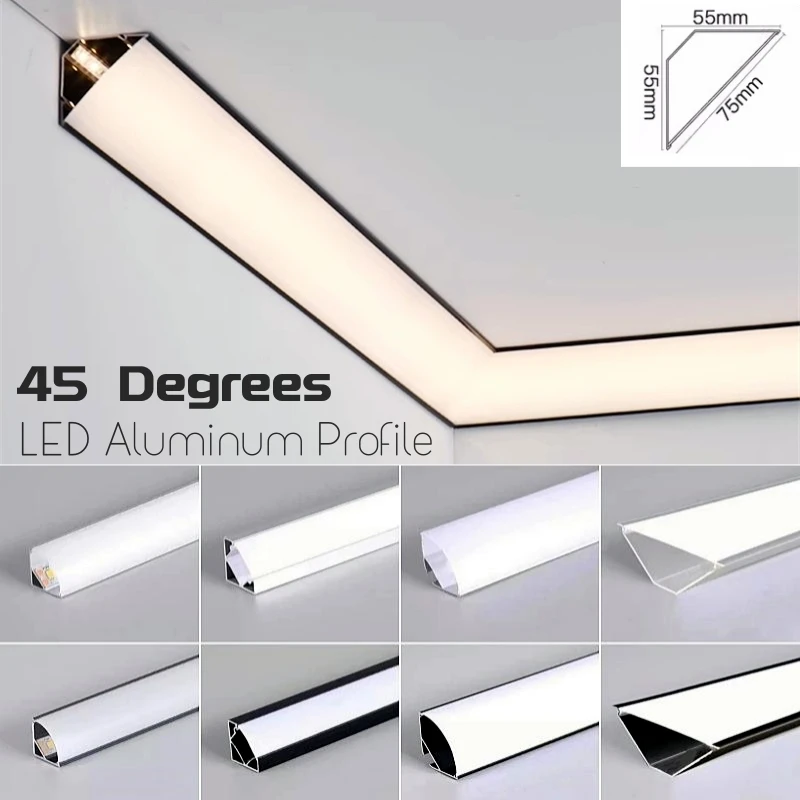 45-Oblique-Beam-LED-Aluminum-Profile-V-type-Top-Corner-Ceiling-Flush ...