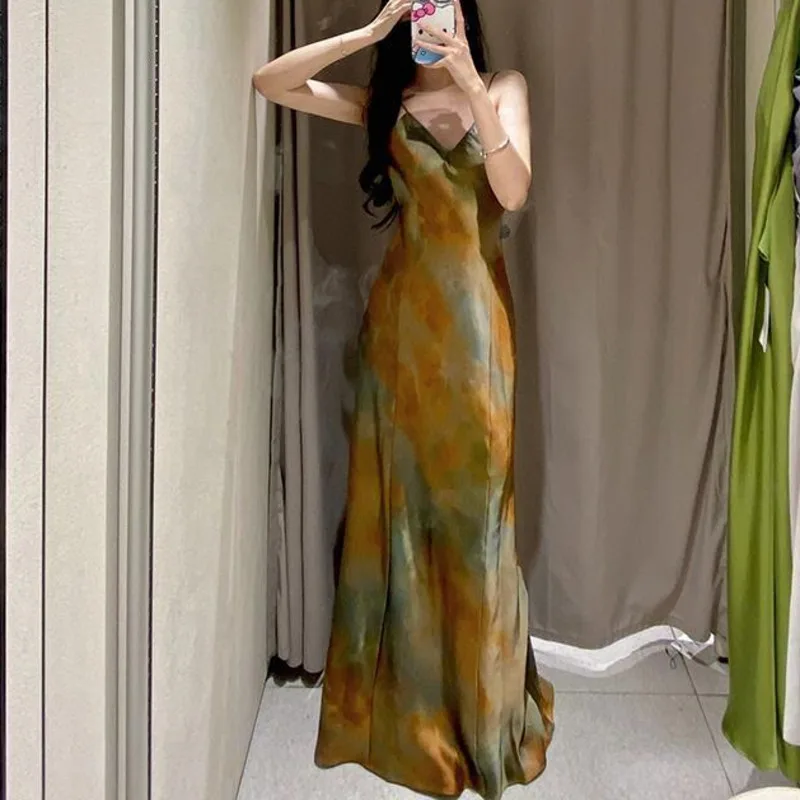 Women-Summer-Oil-Painting-Style-Spaghetti-Strap-Backless-Dress-Female ...