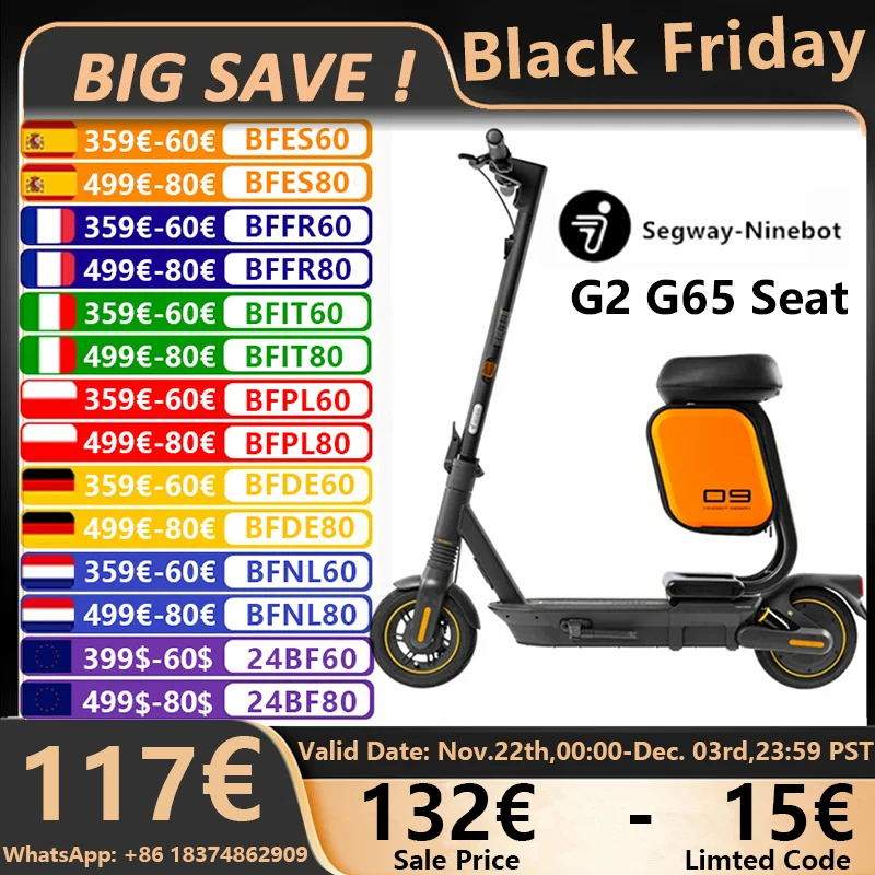 EU Original Multi Functional Seat For Ninebot by Segway MAX G2 G65 ...