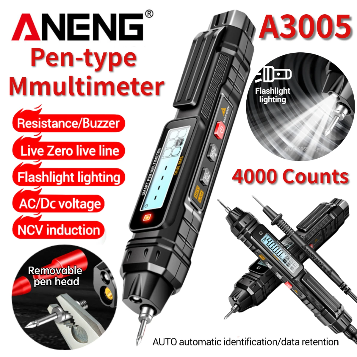 ANENG-A3005 Tipo de Caneta Multímetro Digital, Medidor Profissional ...