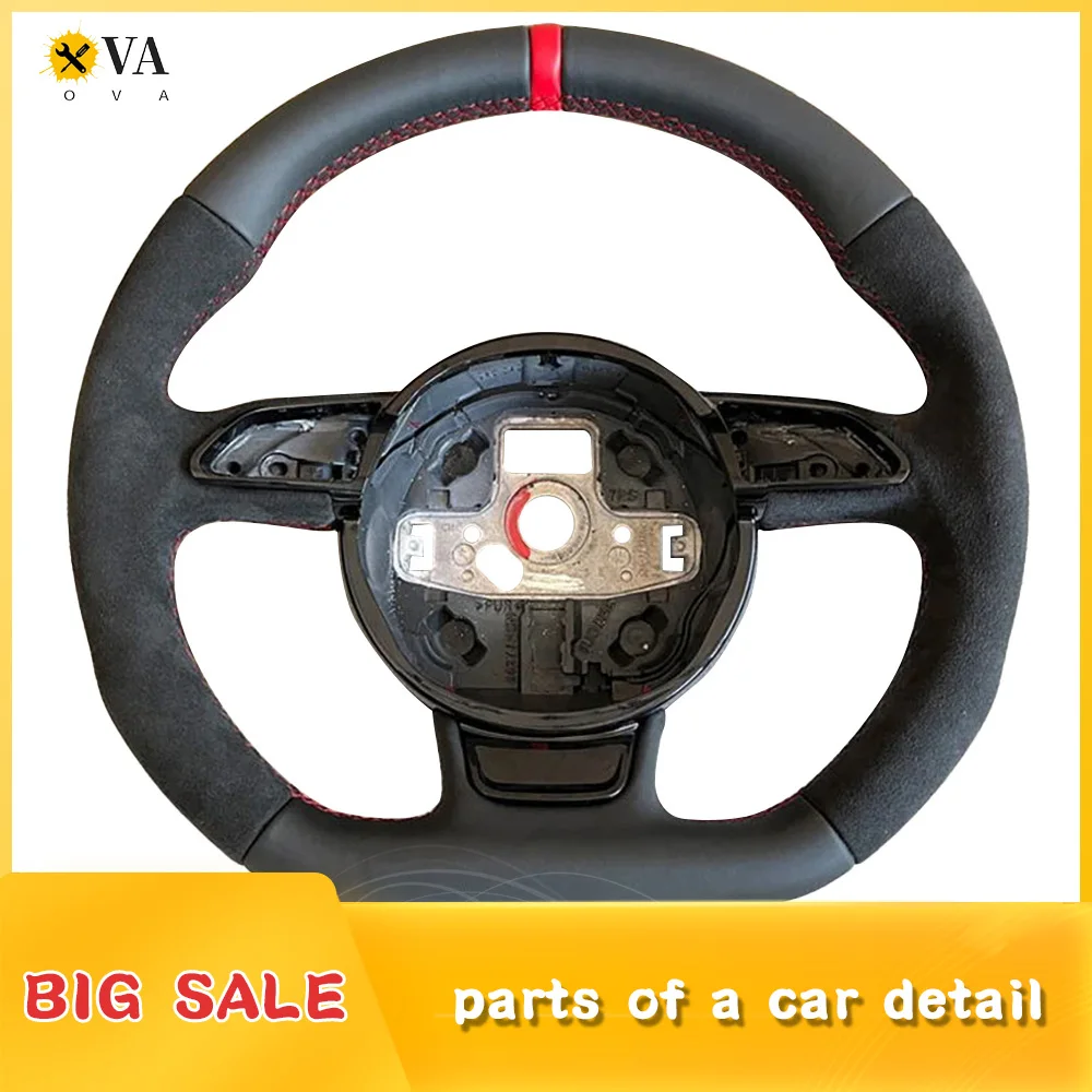 Leather-flat-bottomed-steering-wheel-suitable-for-Audi-A3-A4-A5 ...