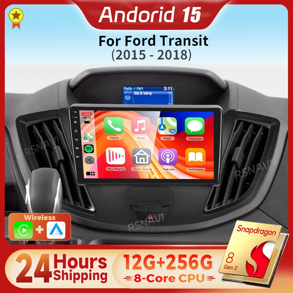 Android 15 Carplay Auto Car Radio Multimedia Player For Ford Transit ...