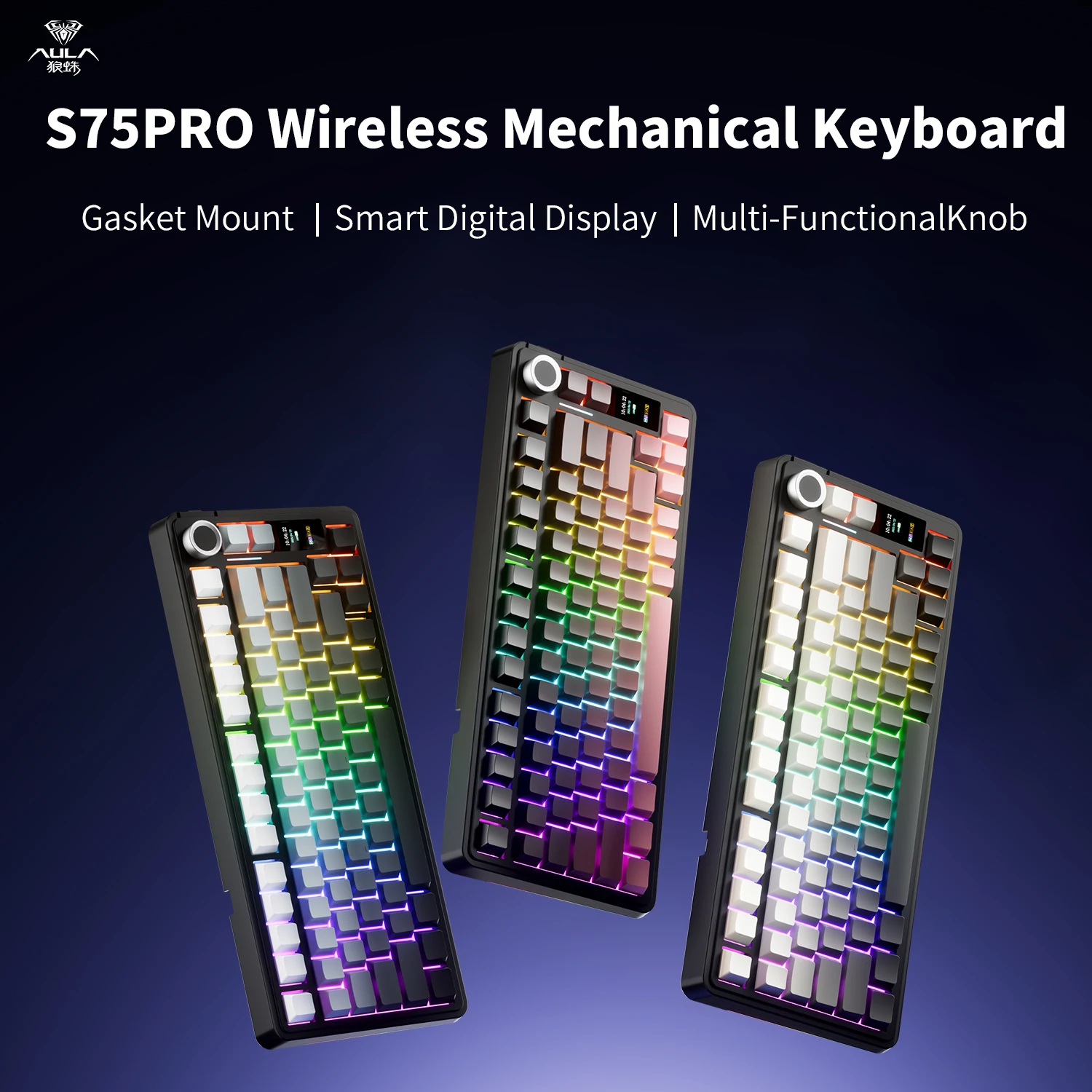 AULA S75 PRO Mechanical Keyboard 75% Custom Layout RGB Backlight ...