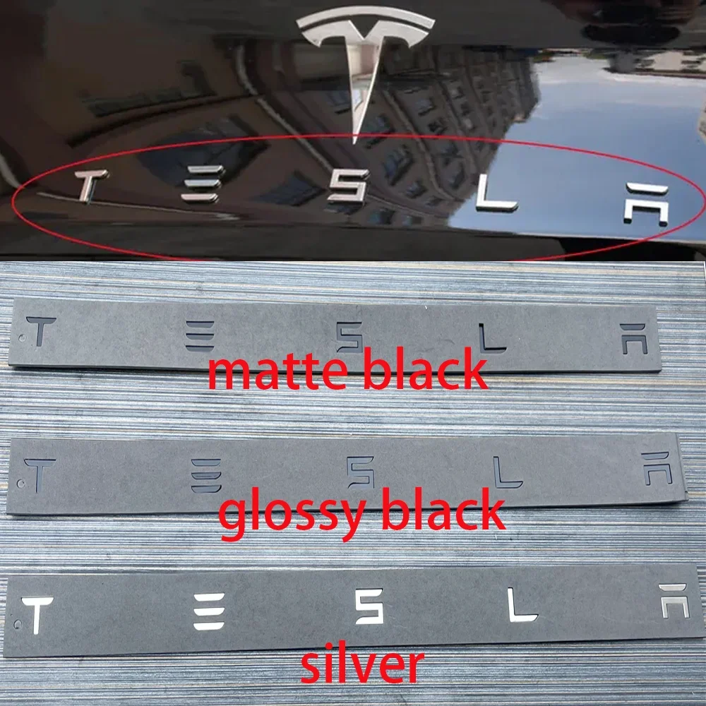 1pcs 3D ABS Logo Tesla Emblem Letters Car Trunk Badge Rear Letter Label ...