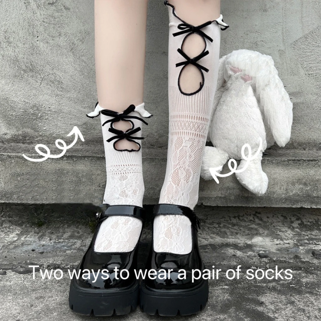 3-Pairs-Hollowed-Out-Mesh-Socks-For-Women-Jk-Double-Spring-Summer-Thin ...