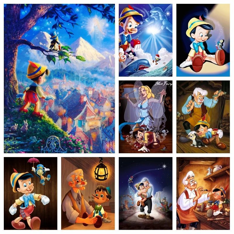 Pinocchio 1940 Disney Movie And The Blue Fairy Diamond Painting Art Cross Stitch Cartoon Grumpy ...