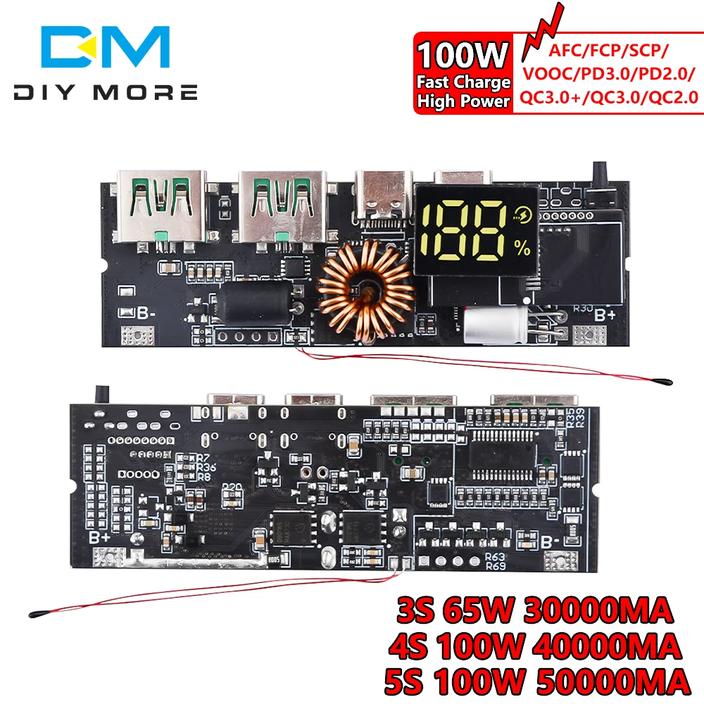 QC4.0 QC3.0 LED Dual USB PD Fast Charge 5A 100W Micro/Type-C USB Mobile ...