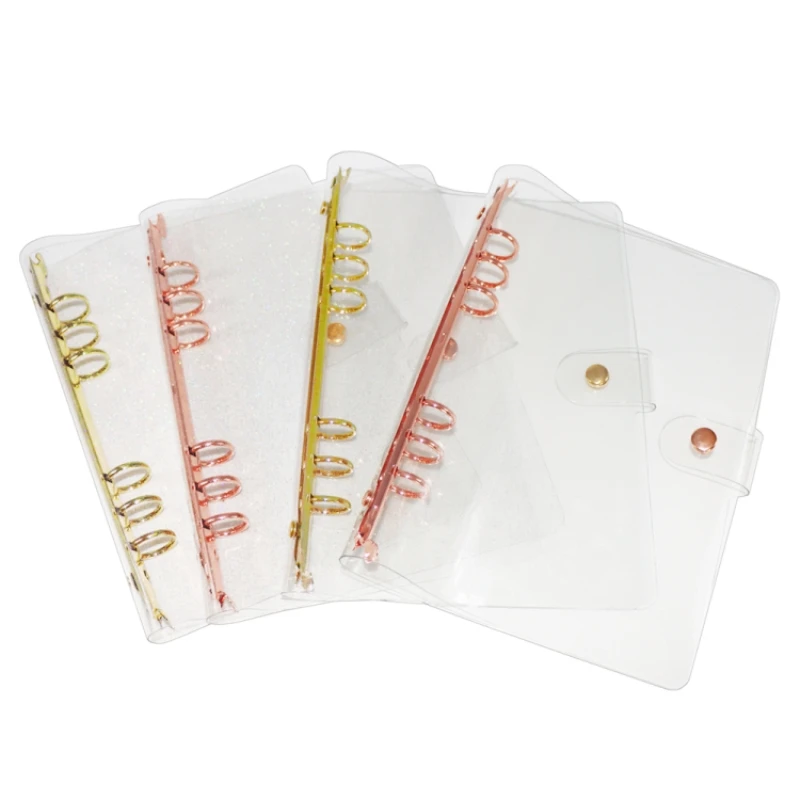 A5-Binder-Cover-A6-Gold-Ring-Binder-Clear-Protector-Soft-PVC-Notebook ...