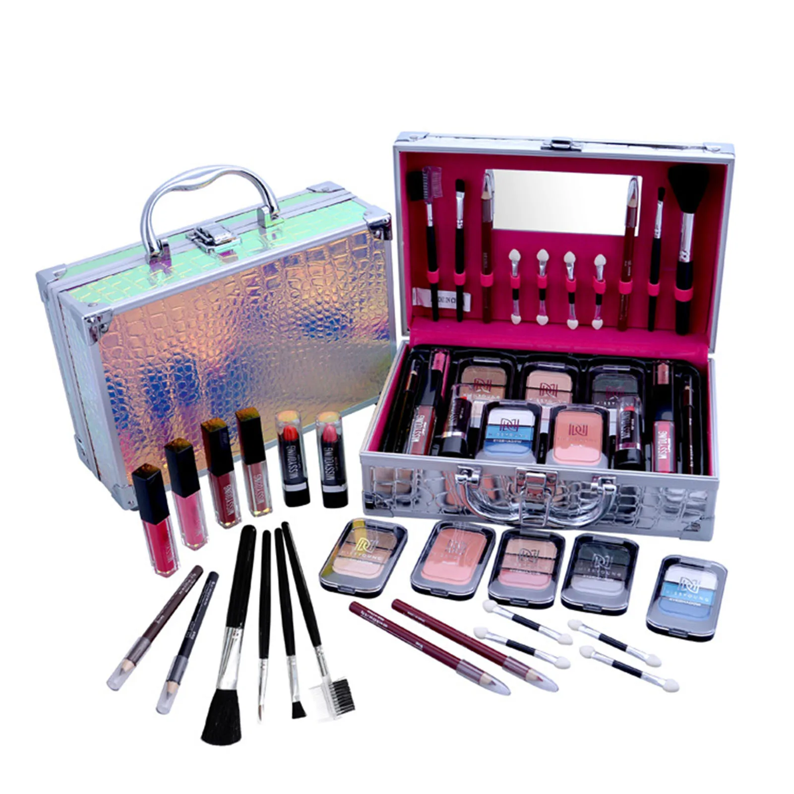 24pcs Makeup Set Box Cosmetics Kit Eyebrow Pencil Powder Puff Lipstick ...