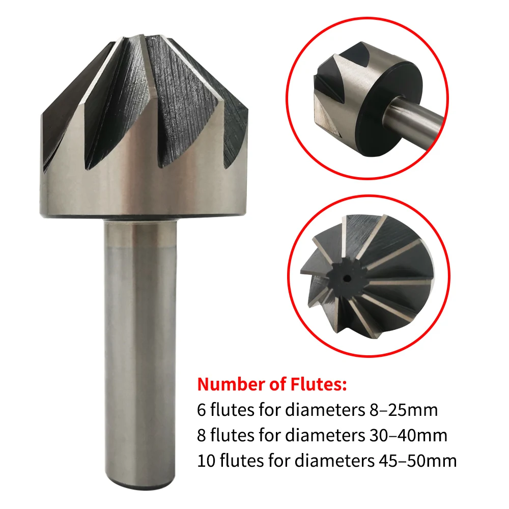 HSS 90° Straight Shank Countersink Drill Bit 8-50 mm Multi-Flute ...
