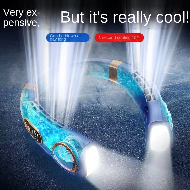 LQI 2023 Mini Hanging Neck Fan Digital Display Air Cooler Bladeless ...