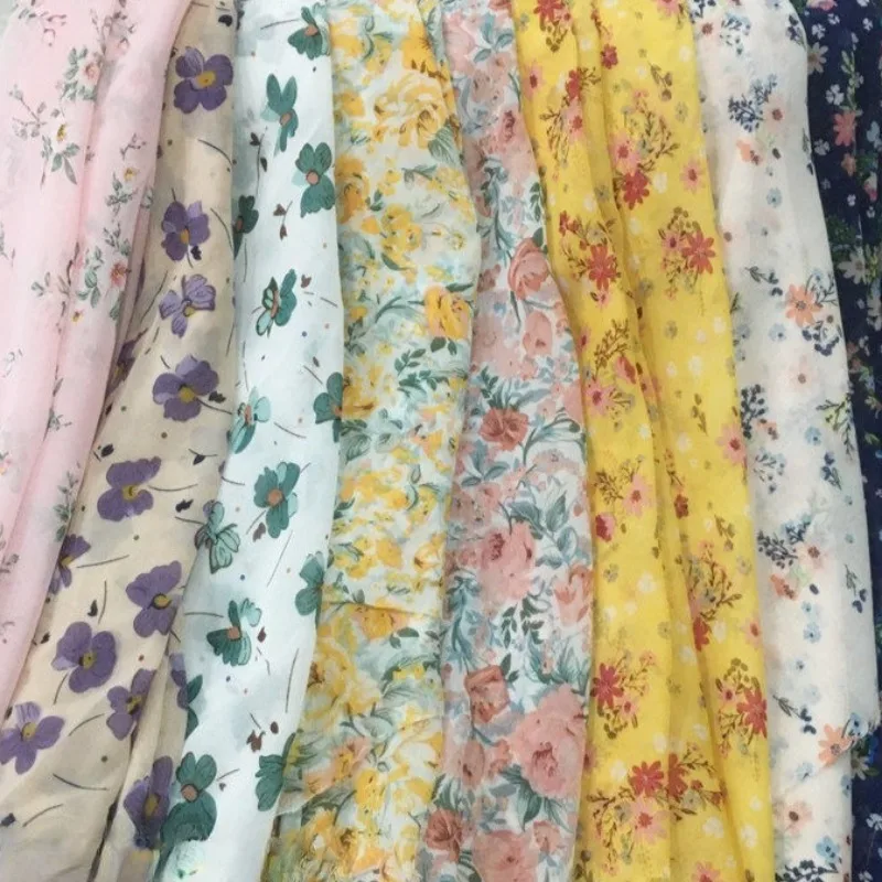 Tela de gasa con estampado Floral de 2/3m para vestidos de verano ...