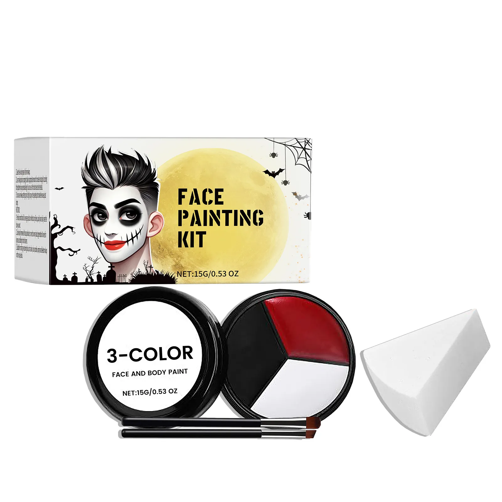 4-Set-Black-White-Red-Face-Body-Paint-3-Colors-Clown-Makeup-Kit-With ...