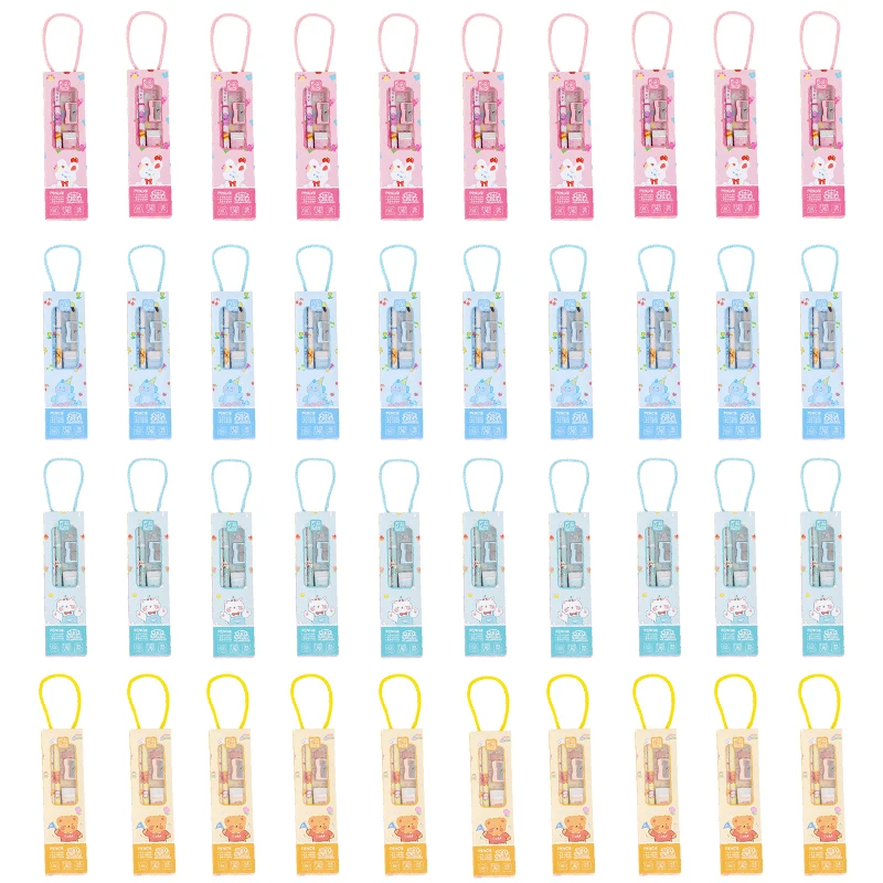 40Sets Portable Stationery Set Animal Cartoon Pencil Cute Ruler ...