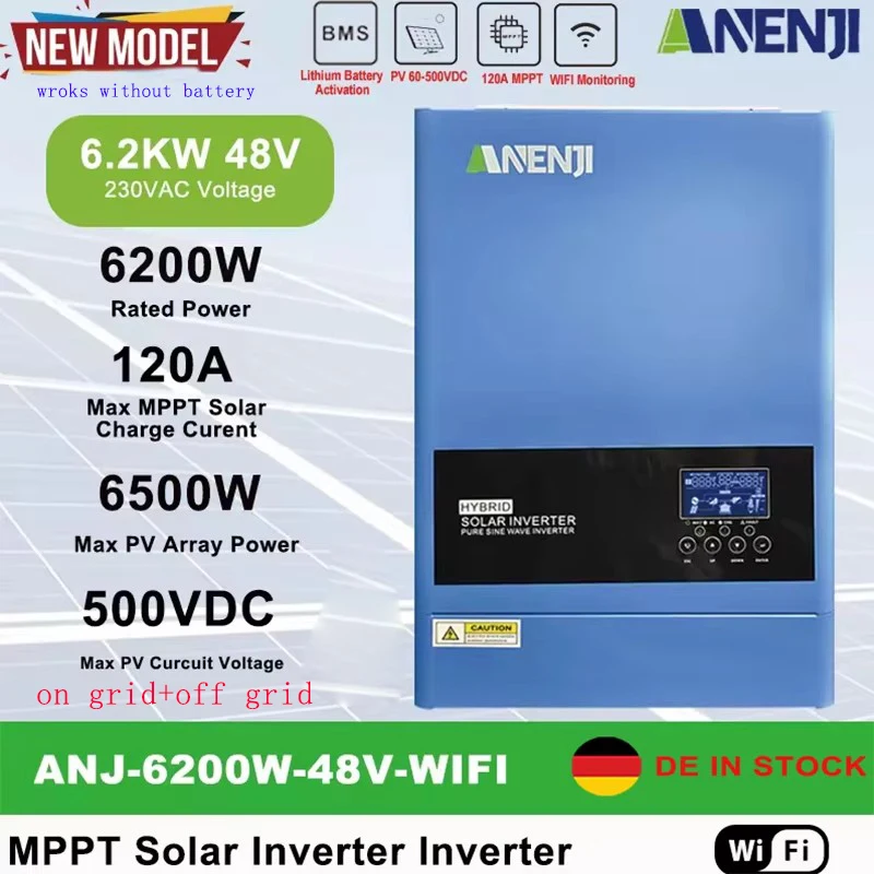 Hybrid solar Inverter 6.2KW 4.2KW 48V 24V 230V On Grid Off Grid Pure ...