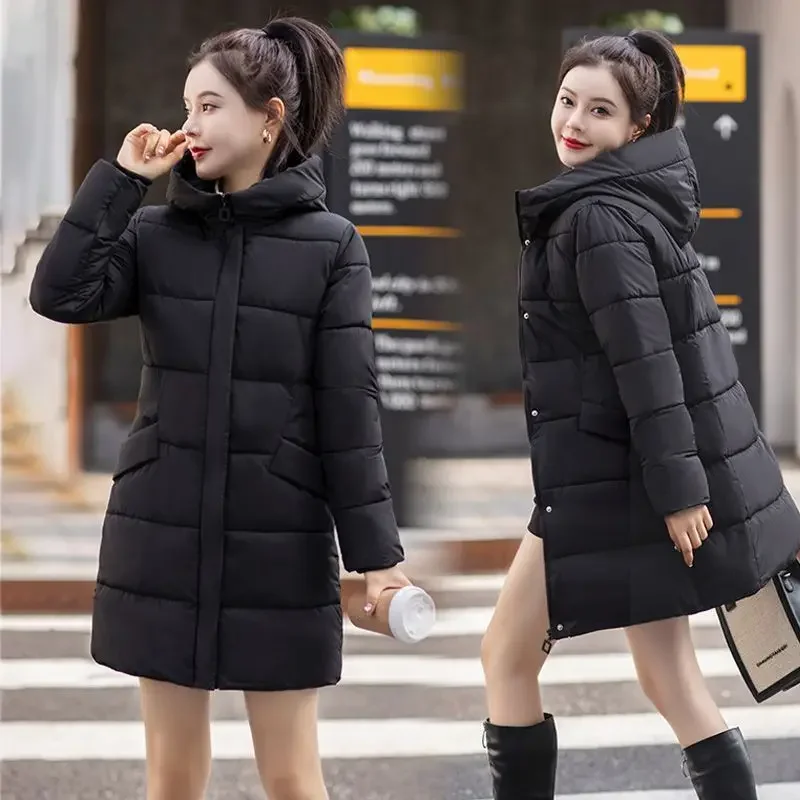 Ladies Winter Coat Women Down Cotton Hooded Jacket Woman Casual Warm ...