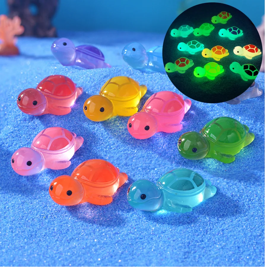 10-50pcs-Colorful-Luminous-Mini-Tortoise-Micro-Landscape-Figure ...