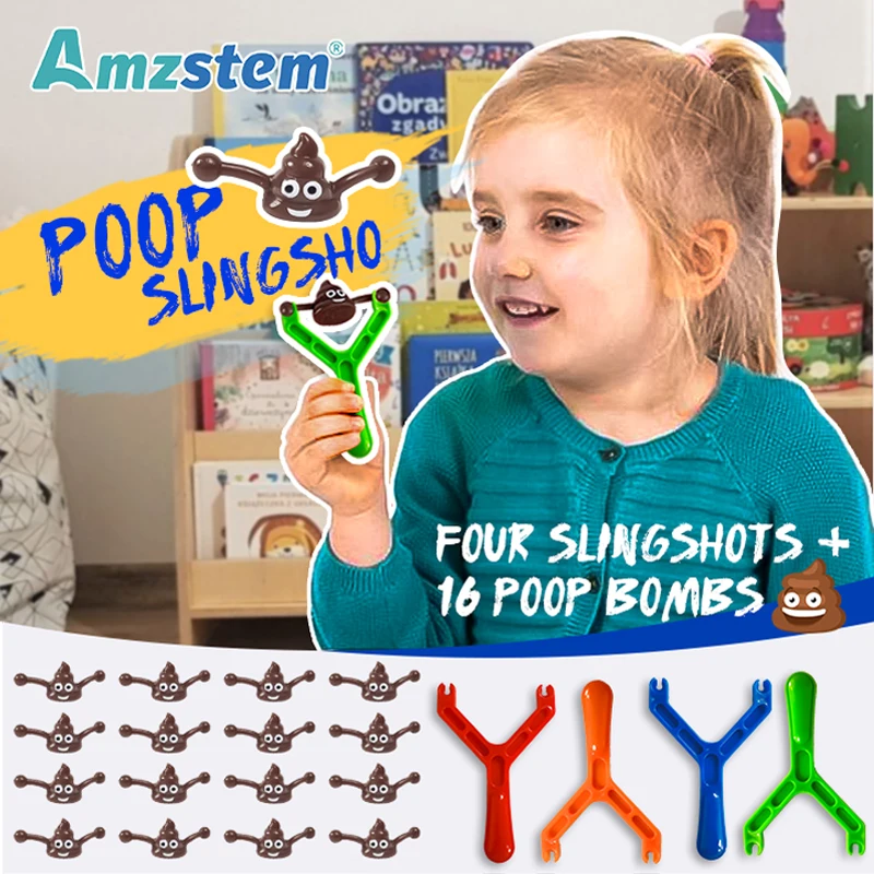 Set-of-4-Fun-Shooting-Poo-Game-Toys-Rubber-Slingshot-Toy-Sticky-Wall ...